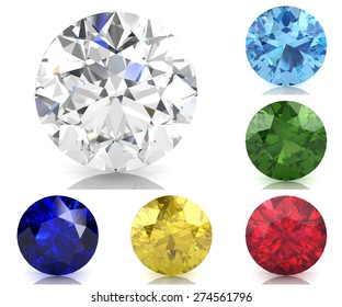 Set Colored Gems High Resolution 3d Stock Illustration 274561796 ...