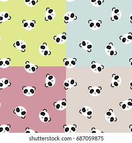 Set Colored Seamless Texture Panda Head: Vector có sẵn (miễn phí bản ...