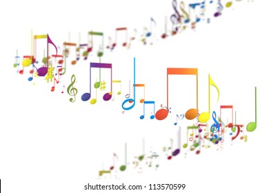 Blue Background Decorated Colorful Music Notes Stock Illustration ...
