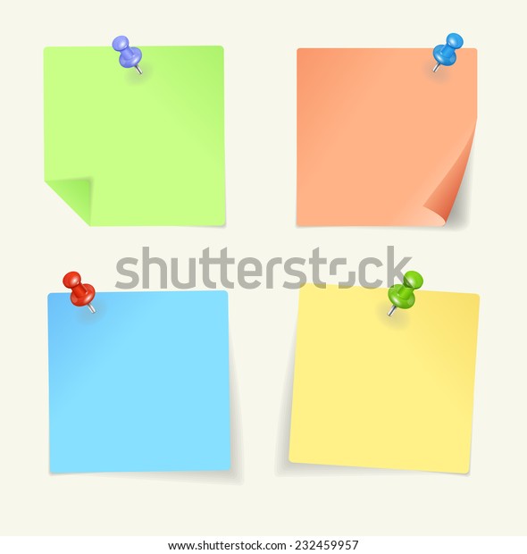 Set Colour Sticky Notes Pin Stock Illustration 232459957 | Shutterstock