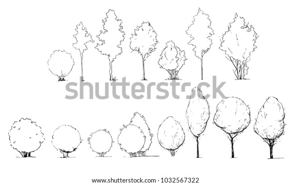 Set Contour Elements Architectural Drawings Visualizations Stock ...
