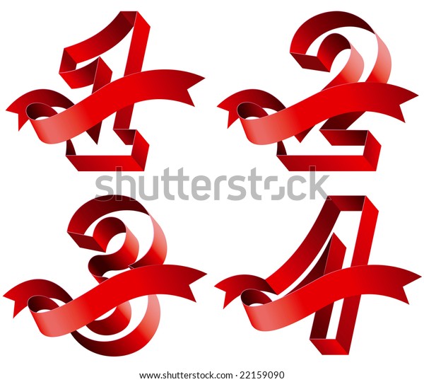 Set Cursive Ribbon Formed Numbers Empty Stock Illustration 22159090 ...