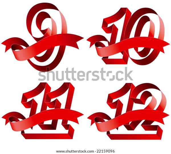 Set Cursive Ribbon Formed Numbers Empty Stock Illustration 22159096 ...