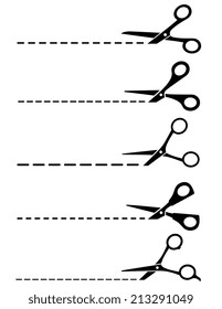 Set Cut Lines Cutting Scissors On Stock Illustration 213291049 ...