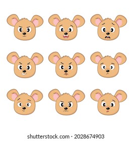 Set Cute Expressions Mouse Faces Serious Stock Illustration 2028674903 ...