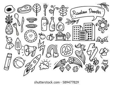 Set Cute Random Doodle Stock Illustration 589477829 | Shutterstock