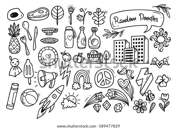 Set Cute Random Doodle Stock Illustration 589477829 | Shutterstock
