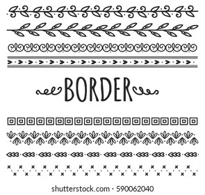 Set Decorative Hand Drawn Border Stock Illustration 590062040 ...