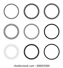 Set Decorative Round Frames Design Elements Stock Illustration ...