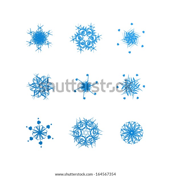 Set Delicate Snowflakes Stock Illustration 164567354