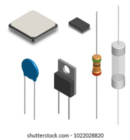 Set Different Active Passive Electronic Components 库存矢量图（免版税）1701303130 ...