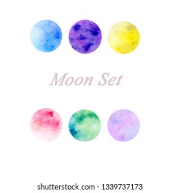 Set Different Color Moons On White Stock Illustration 1339737173 ...