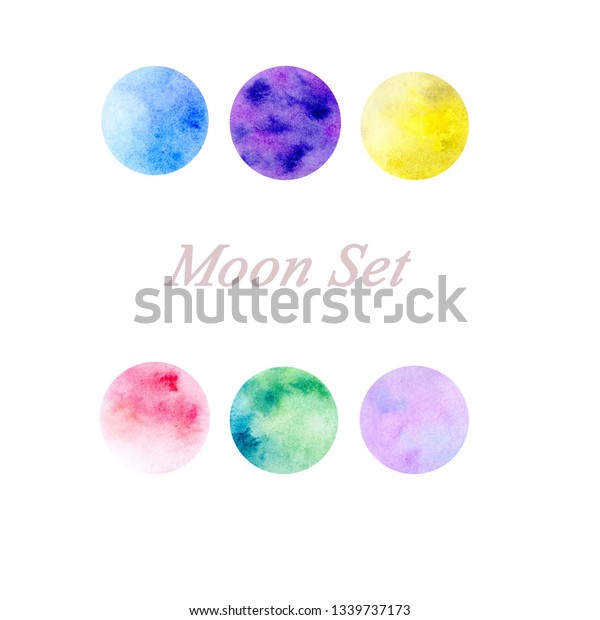 Set Different Color Moons On White Stock Illustration 1339737173 ...