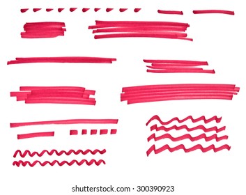 Set Different Handdrawn Red Marker Stroke Stock Illustration 300390923 ...