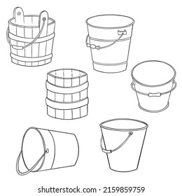 Set Different Linedrawn Buckets Stock Illustration 2159859759 ...