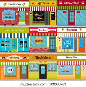 Set Different Store Fronts Flat Style 库存矢量图（免版税）489994588 | Shutterstock