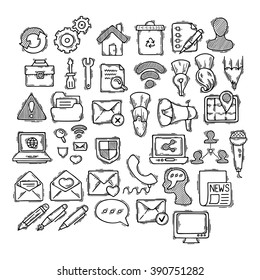 Set Doodle Web Computer Drawing Icons Stock Illustration 390751282 ...