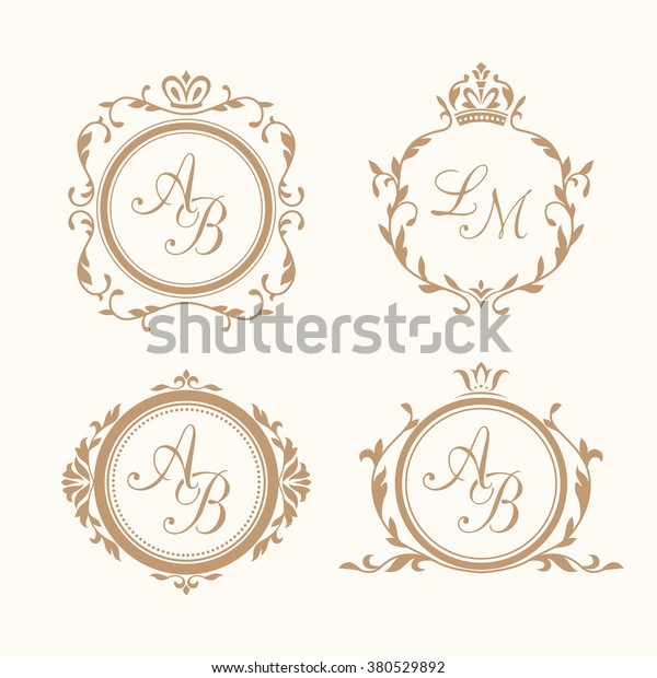 Ilustrações stock, imagens e vetores de Set Elegant Floral Monogram ...