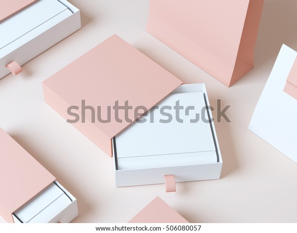 Set Elegant Packaging Box 3d Rendering Stock Illustration 506080057