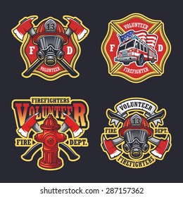 Set Firefighter Emblems Labels Badges Logos Stock Illustration ...