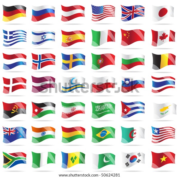 Set Flags Glossy Buttons Raster Version Stock Illustration 50624281 ...