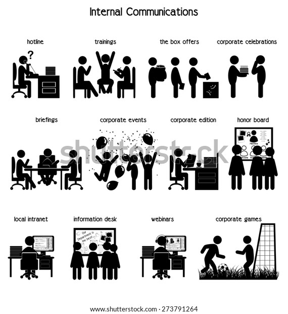 Set Flat Office Internal Communications Icons Stock Illustration 273791264
