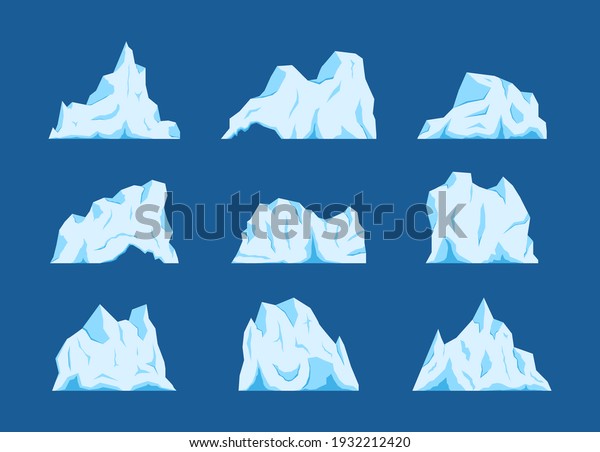 Set Floating Icebergs Flat Cartoon Style Stock Illustration 1932212420 ...