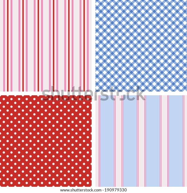 Set Four Cute Seamless Backgrounds Stripped Stock Illustration ...