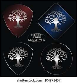 Set Four Logos Silver Tree On Stock Illustration 104971457 | Shutterstock