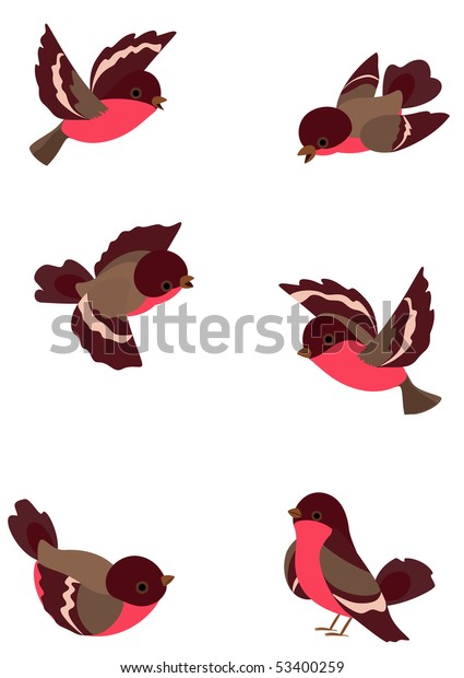 Set Funny Robin Birds Vector Illustration Stock Illustration 53400259