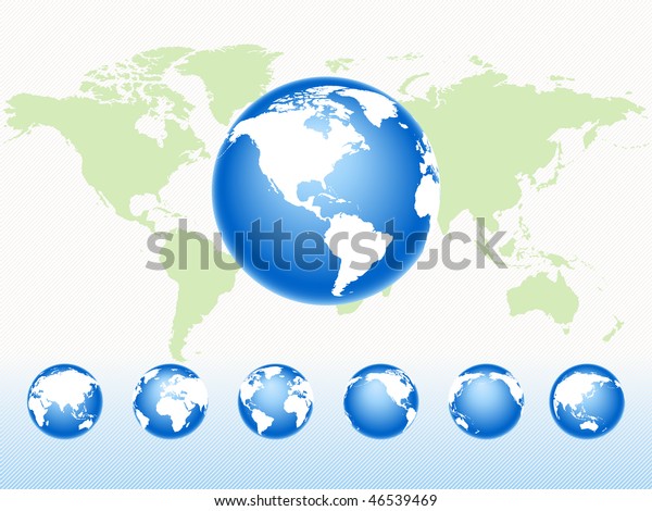 Set Globe Rotation On Map Stock Illustration 46539469