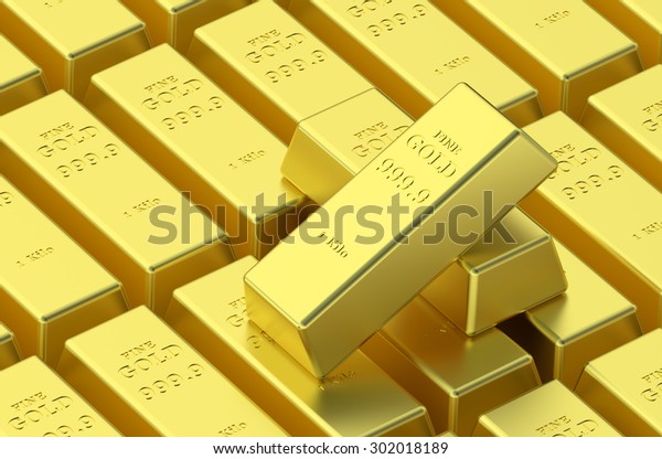 Set Gold Bars Isolated On White Arkivillustrasjon 302018189 | Shutterstock