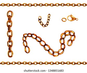 Set Golden Chain Elements Isolated On Stock Illustration 1348851683 ...