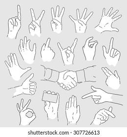 Set Different Gestures Hand Signs Signals Stock Vector (Royalty Free ...
