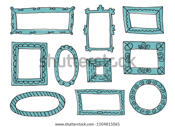 Set Hand Drawn Sketch Frames Stock Illustration 1504815065 | Shutterstock