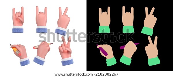 Set Hands Different Poses 3d Render Stock Illustration 2182382267 ...