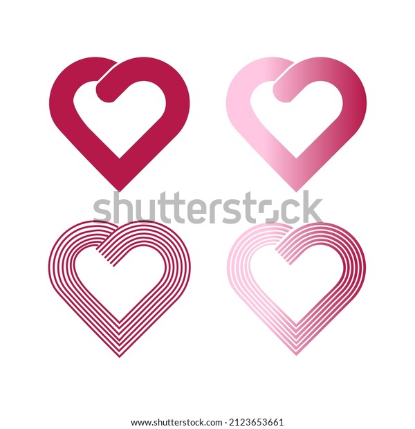 Set Heart Shape Logos Stock Illustration 2123653661 | Shutterstock