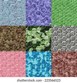 Set Hexacomb Tiling Seamless Generated Textures Stock Illustration ...