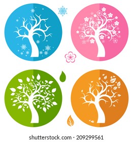 Set Icons Four Trees Raster Version Stock Illustration 209299561 ...