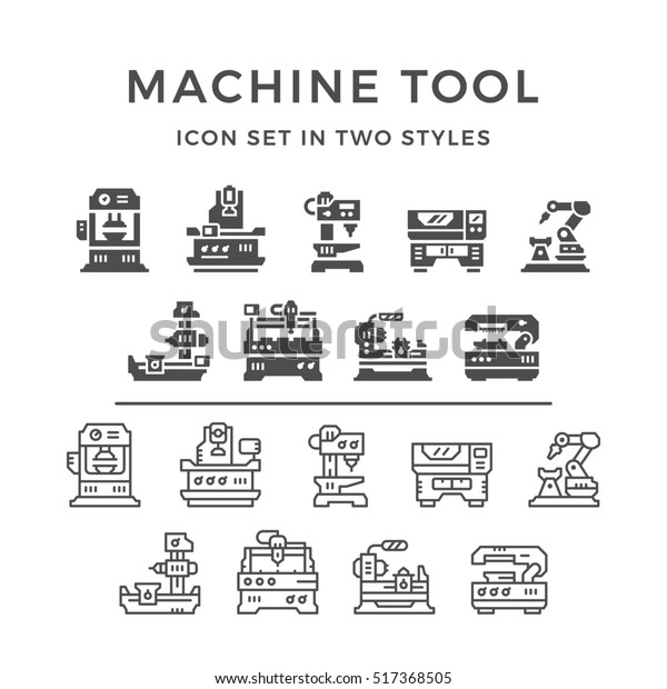 Set Icons Machine Tool Two Styles Stock Illustration 517368505