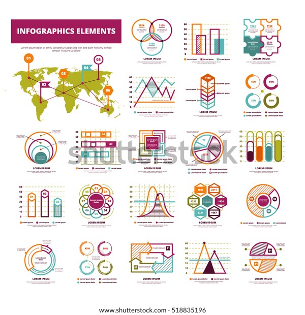 Set Infographics Elements Different Types Graphics Stock Illustration ...