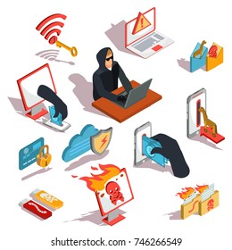Hacker Set Isometric Icons Personal Data Stock Vector (Royalty Free) 731456752