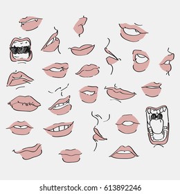 Lips Sync Set Human Lips Collection Stock Vector (Royalty Free) 1944618244