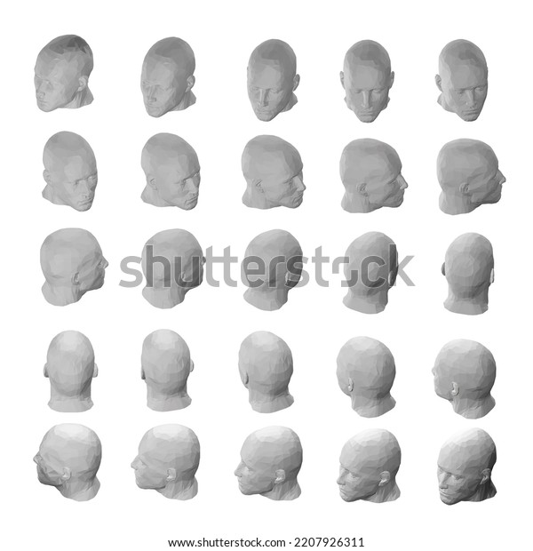 Set Male Head Model Different Positions Stock Illustration 2207926311 ...