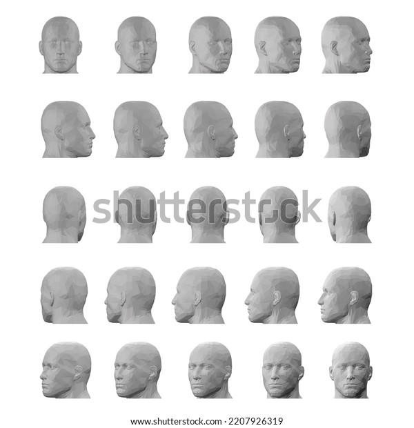 Set Male Head Model Different Positions Stock Illustration 2207926319 ...