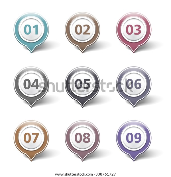 Set Map Markers Numbers Stock Illustration 308761727 | Shutterstock
