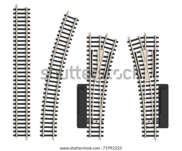 Set Miniature Railroad Track Elements Stock Illustration 71992225