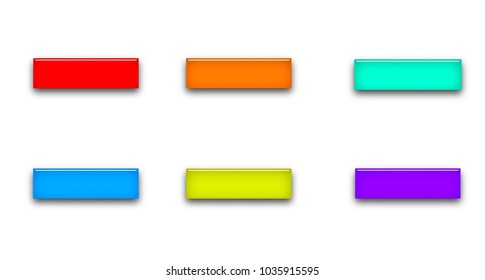 Set Multicolor Blank Rectangle Glass Buttons Stock Illustration ...