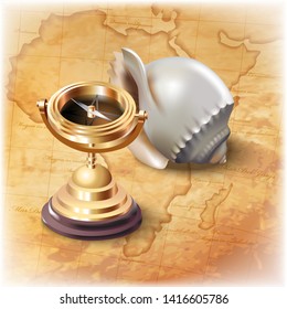 Set Navigation Tools On Map Background Stock Illustration 1416605786 ...