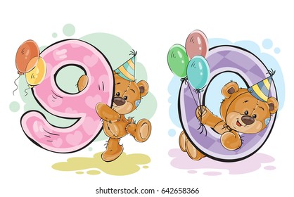 Vector Set Numbers Fun Teddy Bear Stock Vector (Royalty Free) 568542043 ...